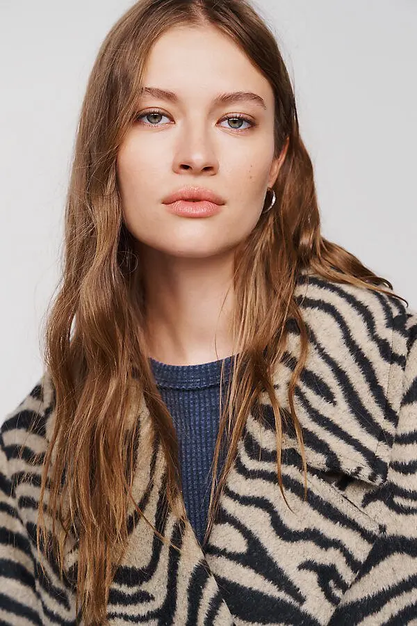 Anthropologie Maeve Overd Animal Prt Coat Jacket