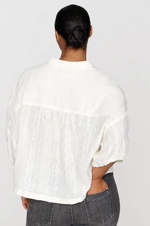 PILCRO Qucy Sequed Lace Blouse