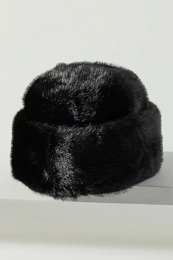 LUCKY ZONE Faux Fur Sailor Hat - Black