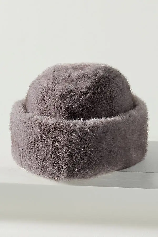 LUCKY ZONE Faux Fur Sailor Hat - Grey