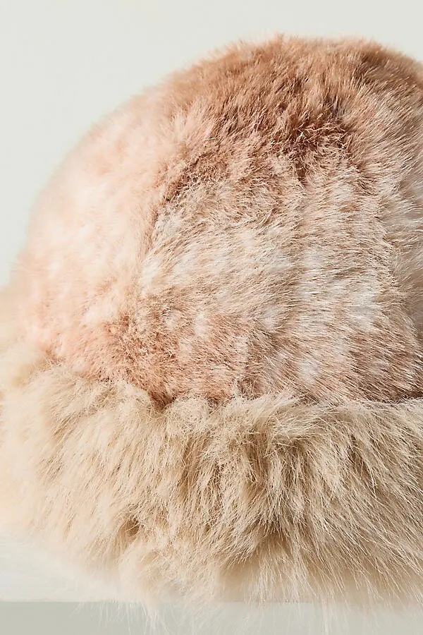 LUCKY ZONE Faux Fur Bucket Hat - Doe Print