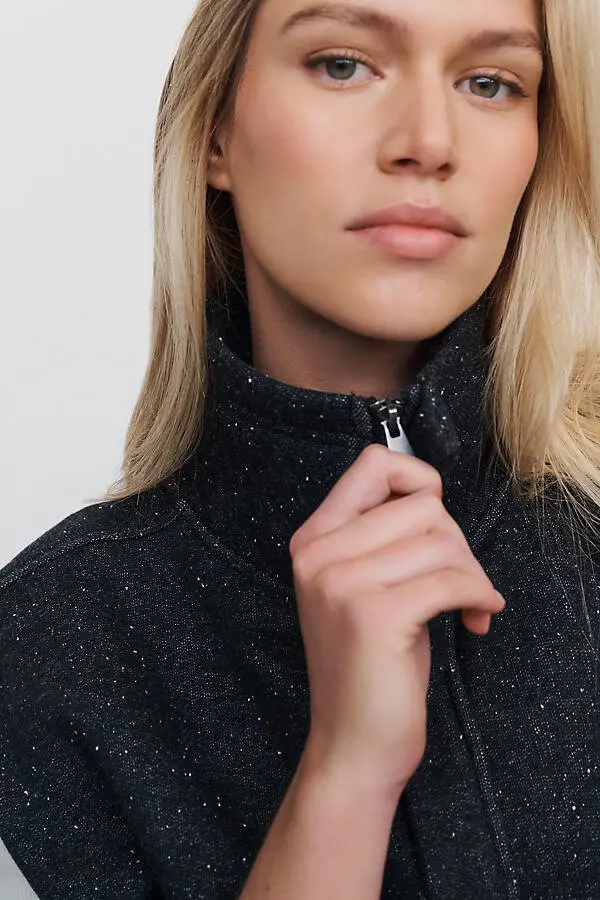 PILCRO Cotton Blend Funnel Neck Vest Top