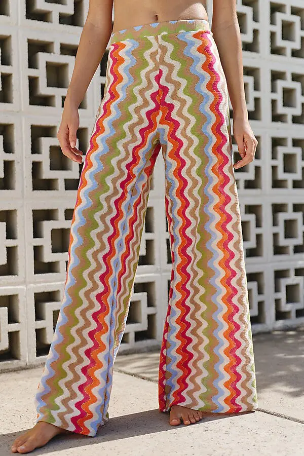 PQ SWIM Cotton Blend High Rise Wide Leg Pants