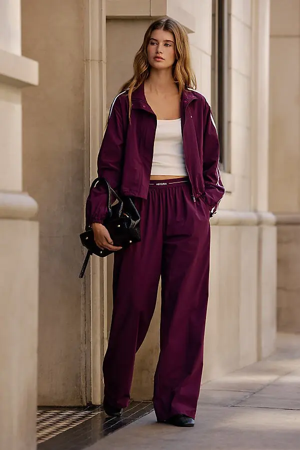 Astoria Activewear Wide Leg Track Pants - Plum