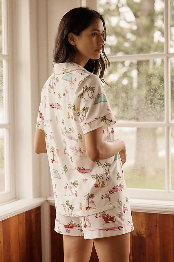 BEDHEAD PAJAMAS Festive Flamgos Sleep Set - Ivory Pattern