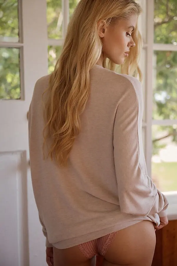Eberjey Cozy Time Mock Neck Top - Sand