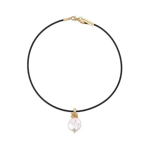 LALINDE Neutrals Sea Of Pearl Leather Necklace - Black
