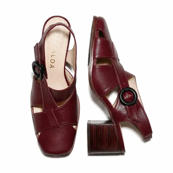 MAFALDA Lucia Burgundy Wine Leather Pumps