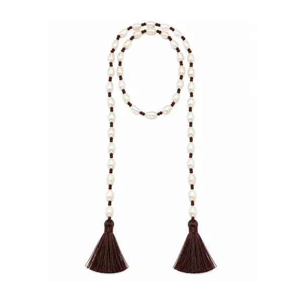 LALINDE Solène Pearl Tassel Necklace - Brown