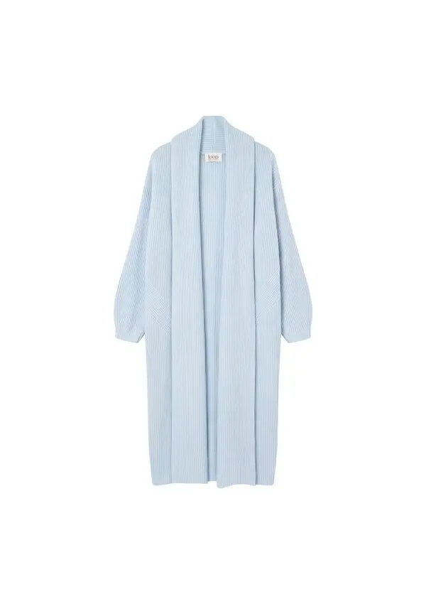 LOOP CASHMERE Ribbed Cashmere Coatigan In Skyway - Blue