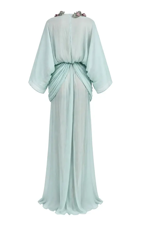 SALMA OSMAN Chiffon Draped Silk-blend Gown