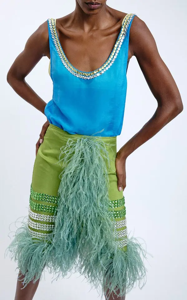 16Arlington Flora Midi Skirt - Lime Green