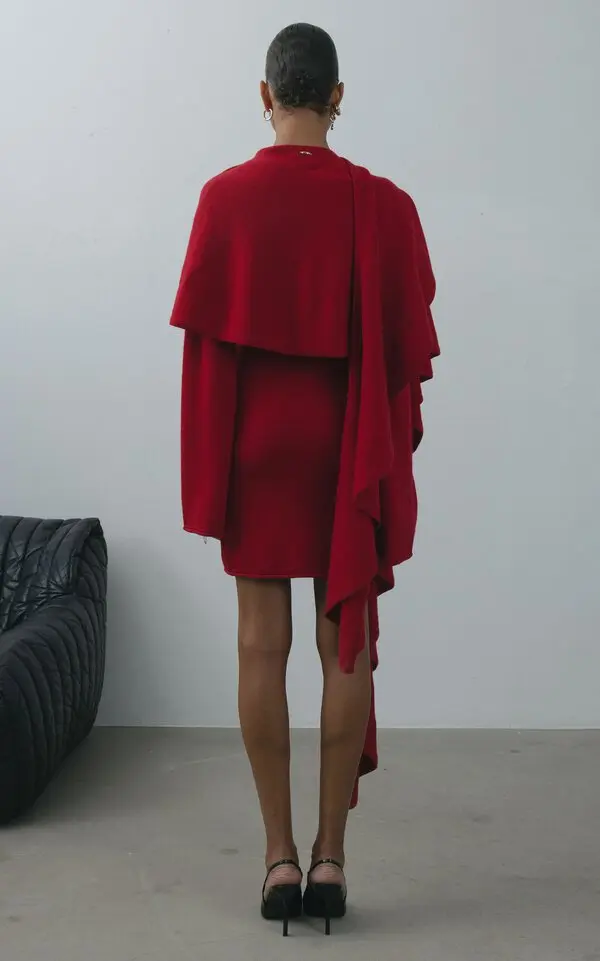 Arakii Exclusive Ruffled Scarf Wool-blend Mini Dress