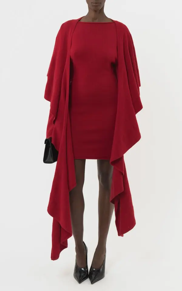 Arakii Exclusive Ruffled Scarf Wool-blend Mini Dress