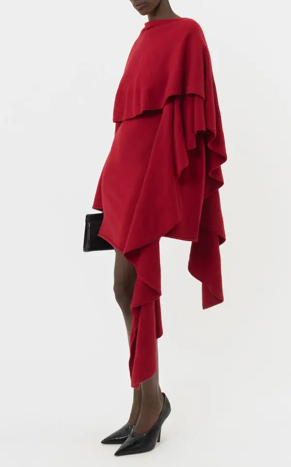 Arakii Exclusive Ruffled Scarf Wool-blend Mini Dress