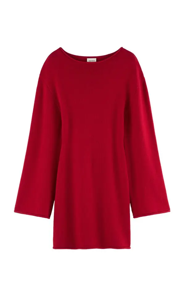 Arakii Exclusive Ruffled Scarf Wool-blend Mini Dress