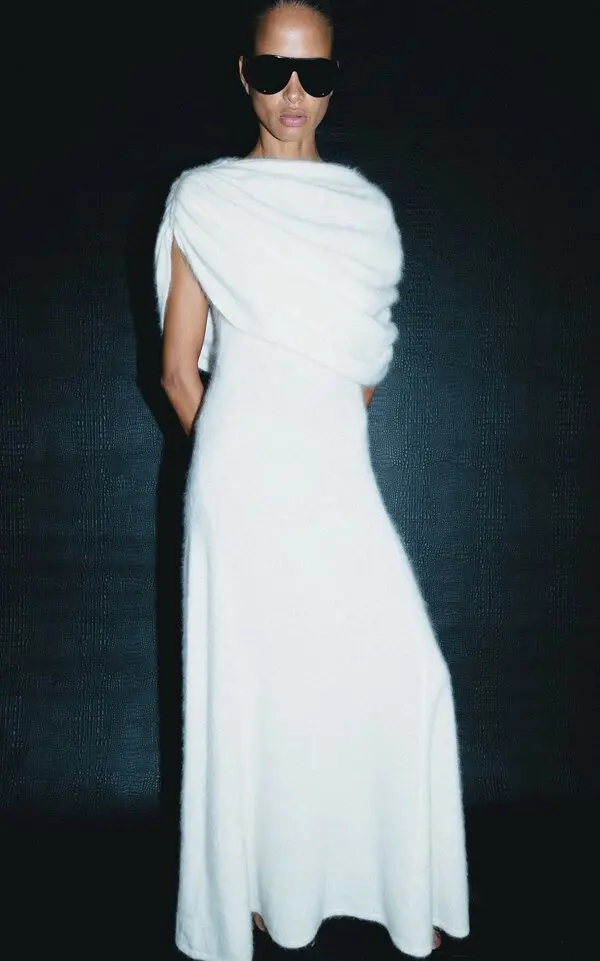 Arakii Exclusive Knitted Poncho Wool-cashmere Maxi Dress