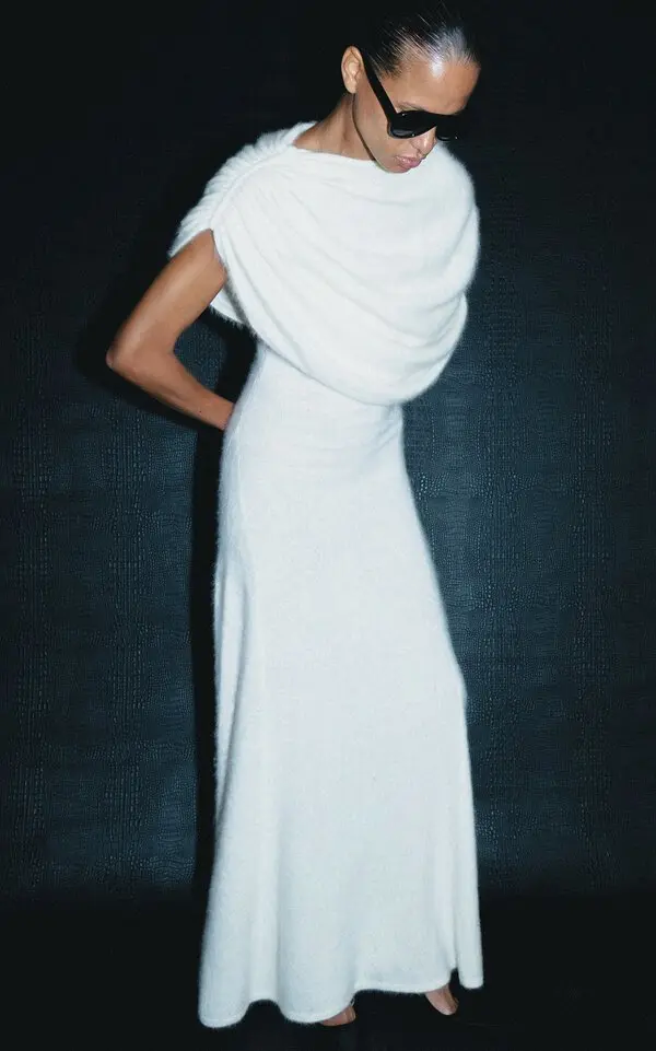 Arakii Exclusive Knitted Poncho Wool-cashmere Maxi Dress