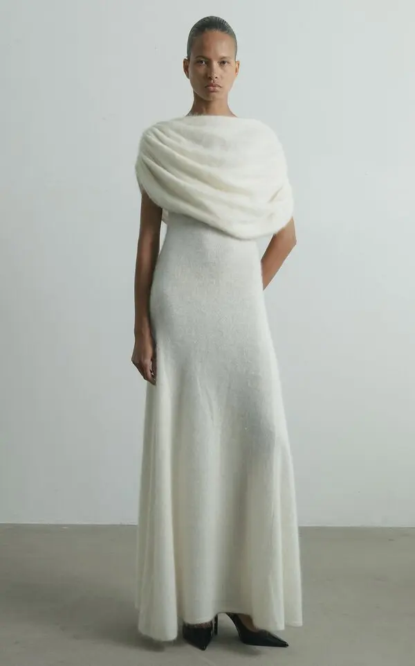 Arakii Exclusive Knitted Poncho Wool-cashmere Maxi Dress
