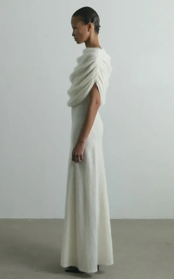 Arakii Exclusive Knitted Poncho Wool-cashmere Maxi Dress