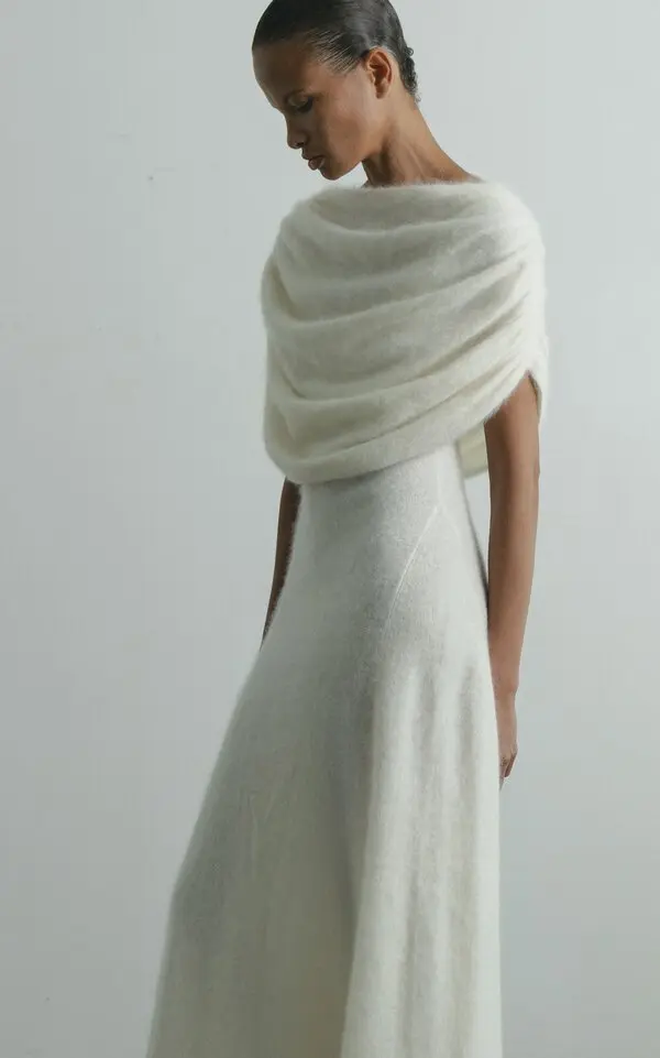 Arakii Exclusive Knitted Poncho Wool-cashmere Maxi Dress
