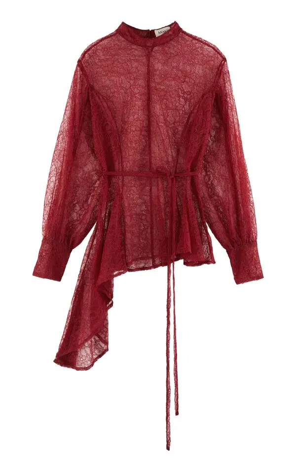 Arakii Exclusive Asymmetric Waist Tie-detailed Top - Red