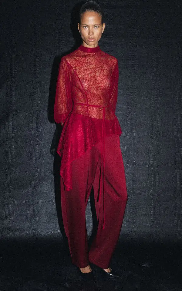 Arakii Exclusive Asymmetric Waist Tie-detailed Top