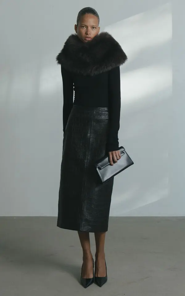 Arakii Exclusive Shearling Tube Leather Scarf