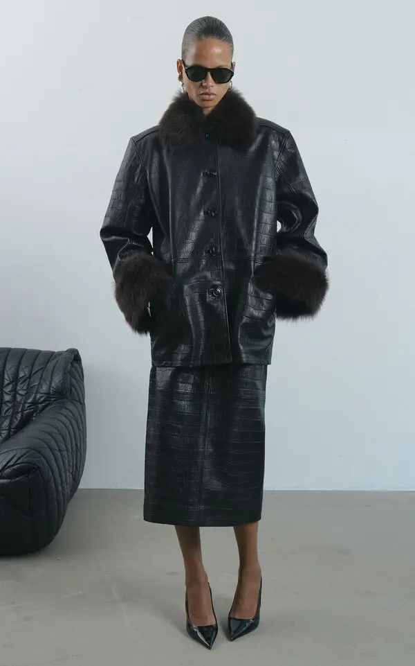 Arakii Exclusive Boxy Croc Leather Jacket