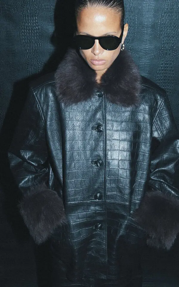 Arakii Exclusive Boxy Croc Leather Jacket