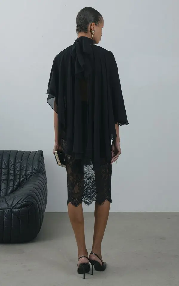 Arakii Exclusive Flowy Asymmetric Silk Cape