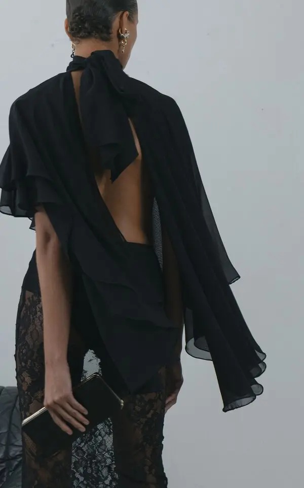 Arakii Exclusive Flowy Asymmetric Silk Cape