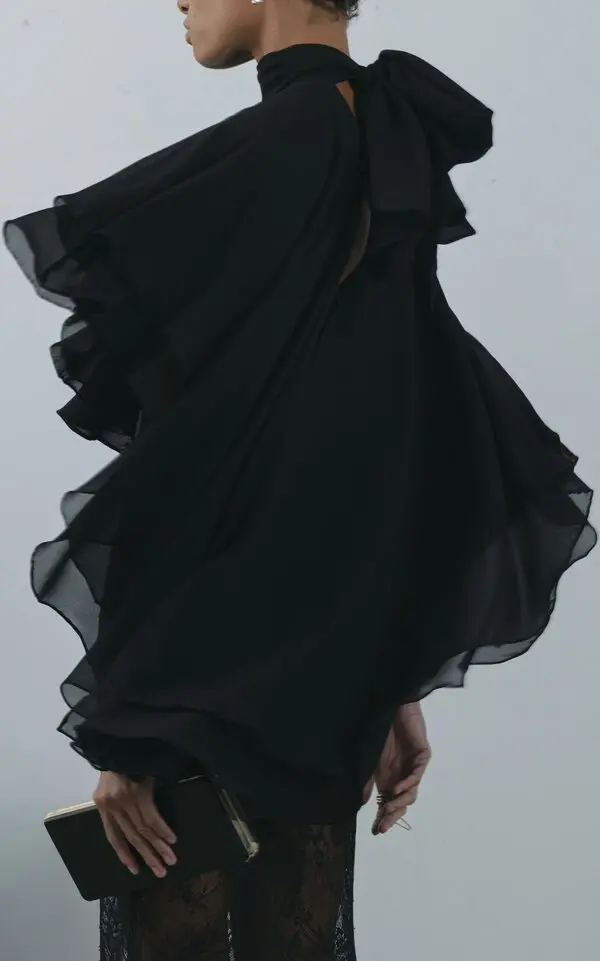 Arakii Exclusive Flowy Asymmetric Silk Cape