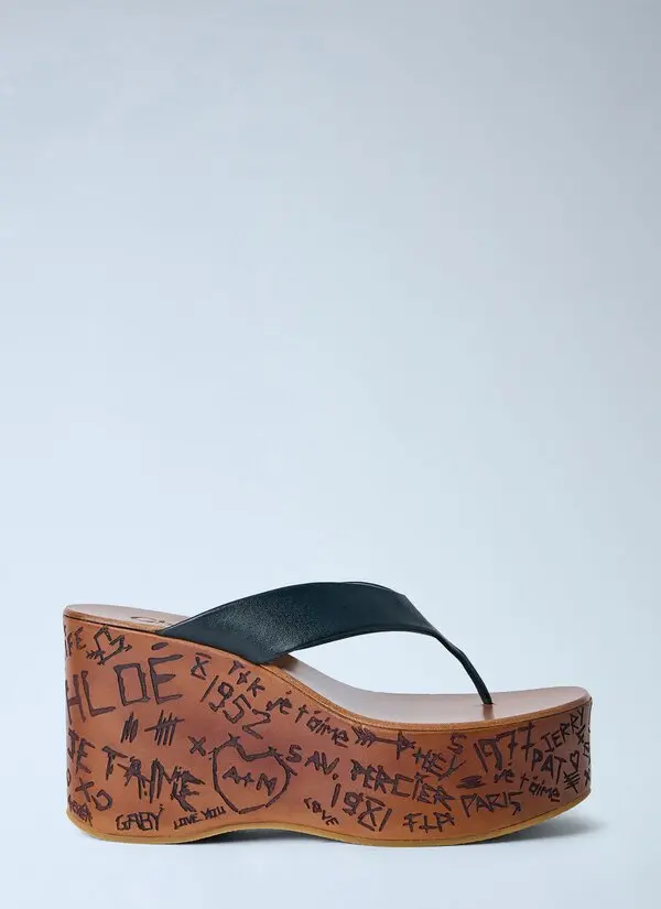 Chloé Maxime Wedge Sandals - Brown