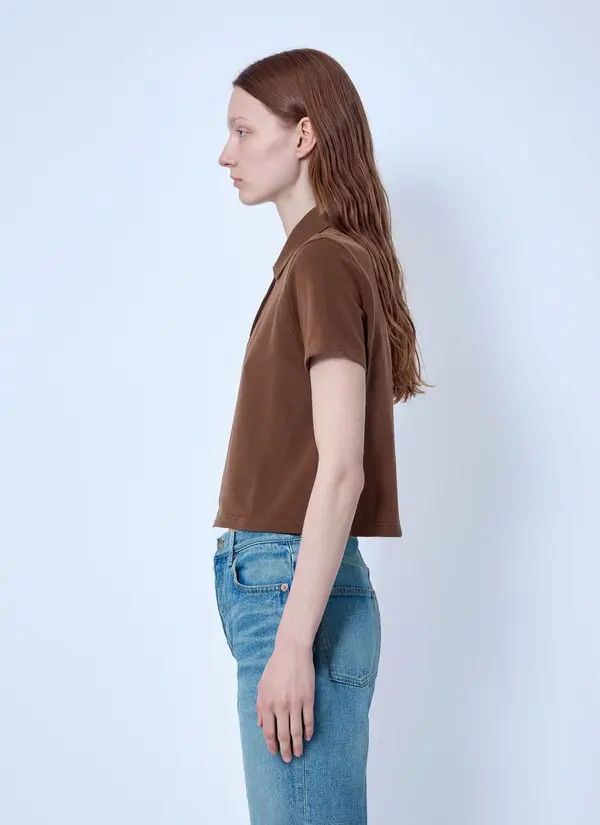 Saint Laurent Cassandre Cropped Polo Shirt