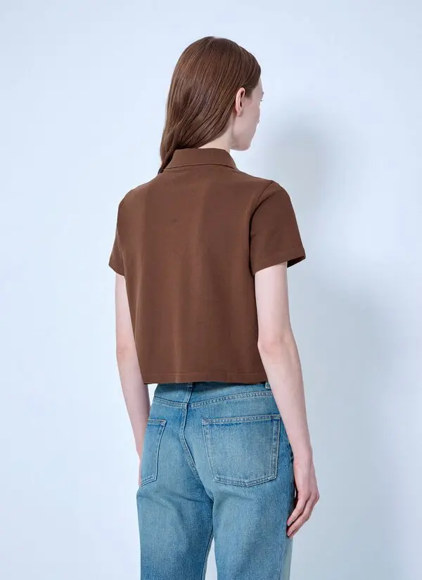 Saint Laurent Cassandre Cropped Polo Shirt