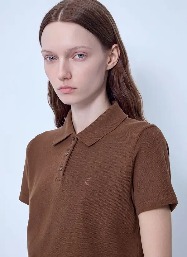 Saint Laurent Cassandre Cropped Polo Shirt