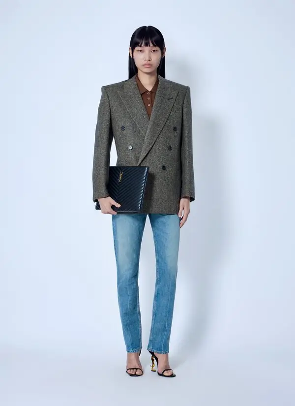 Saint Laurent Double-breasted Herringbone Blazer