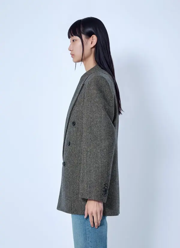 Saint Laurent Double-breasted Herringbone Blazer
