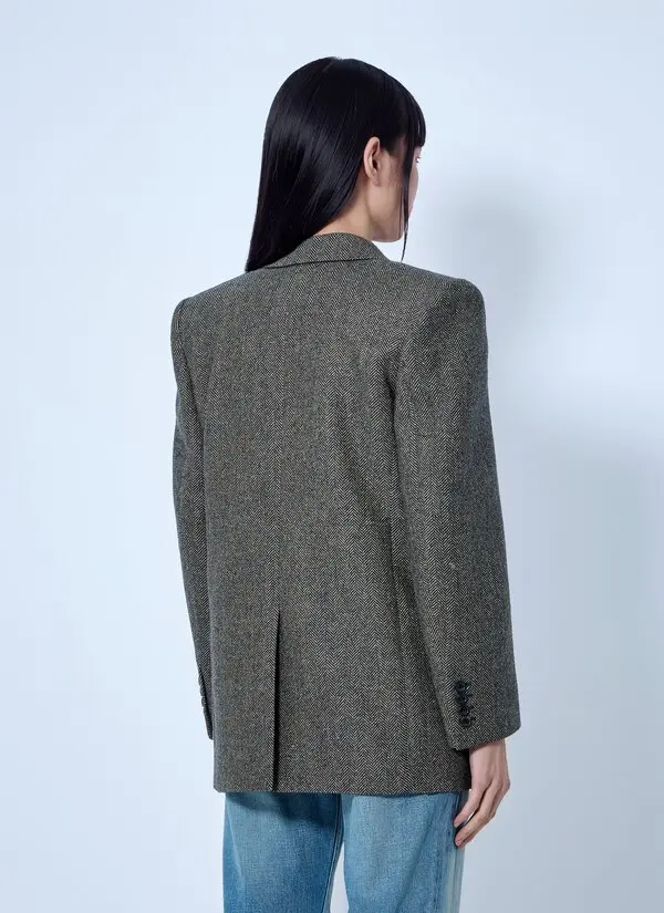 Saint Laurent Double-breasted Herringbone Blazer