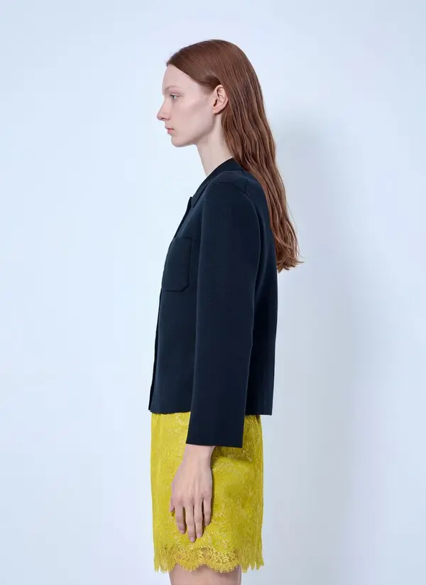 Saint Laurent Wool Polo Cardigan - Black