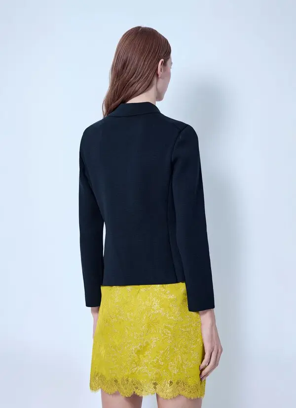 Saint Laurent Wool Polo Cardigan - Black