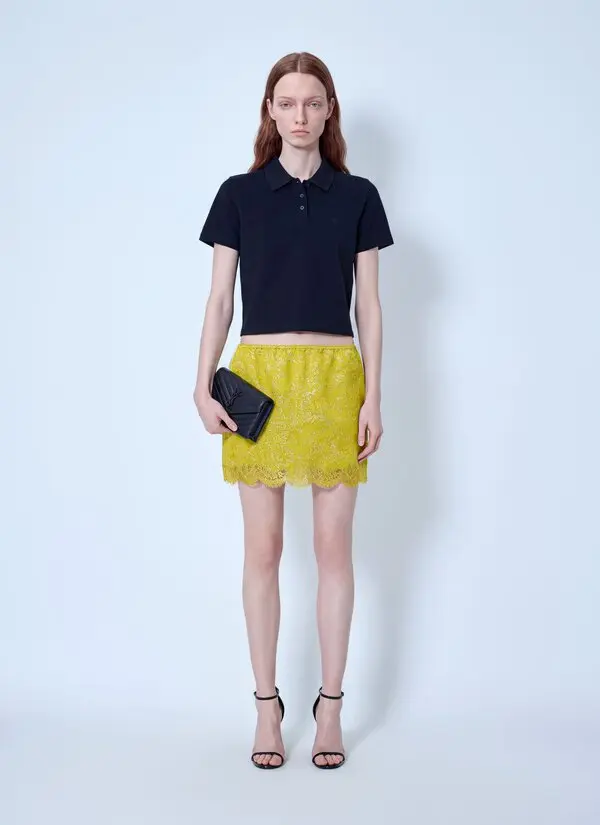 Saint Laurent Cassandre Cropped Polo Shirt