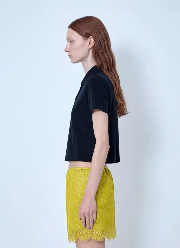 Saint Laurent Cassandre Cropped Polo Shirt