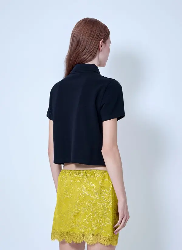 Saint Laurent Cassandre Cropped Polo Shirt