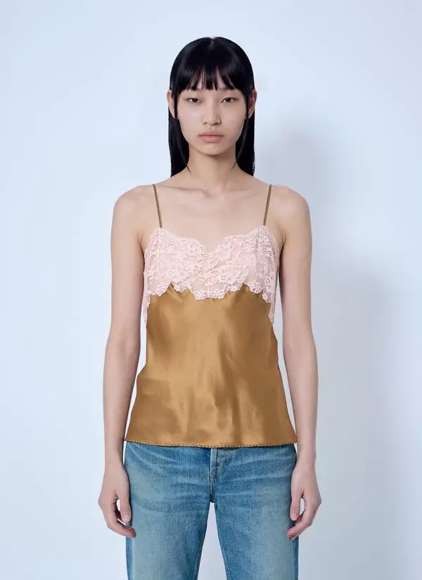 Saint Laurent Lace Camisole Top - Light Brown