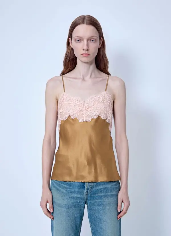 Saint Laurent Lace Camisole Top - Light Brown