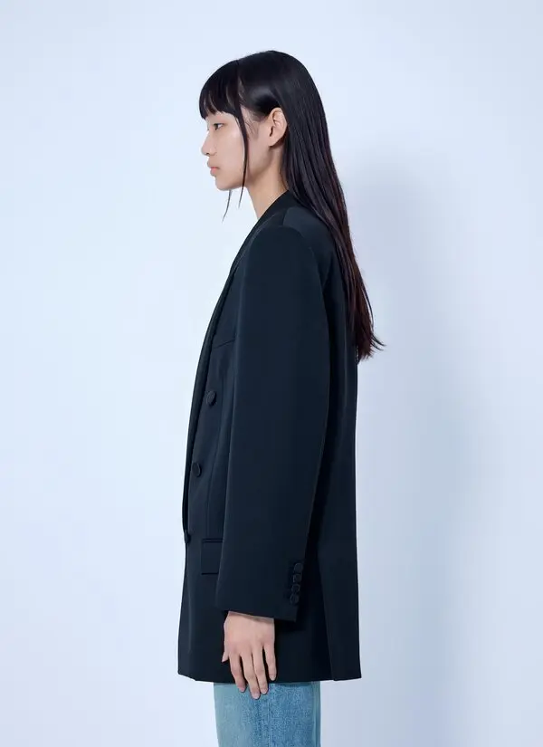 Saint Laurent Double-breasted Blazer With Satin Lapels