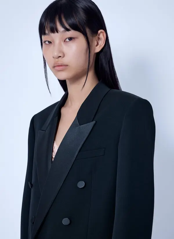 Saint Laurent Double-breasted Blazer With Satin Lapels
