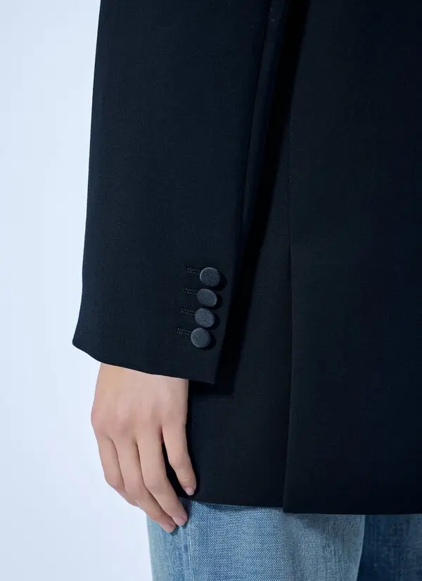 Saint Laurent Double-breasted Blazer With Satin Lapels